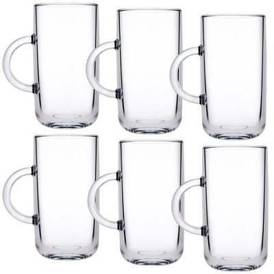 Queensway Home & Dining 270ml 6Pcs Iconic Clear Glass Mugs Coffee Hot ...