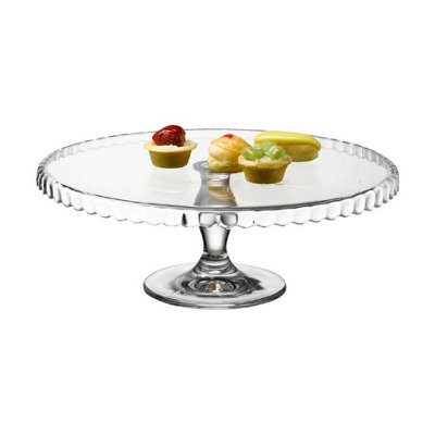 Queensway Home & Dining 32cm Diameter Footed Glass Service Plate Cake ...