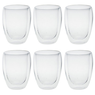 Queensway Home & Dining 350ml Set of 6 Double Wall Insulated Clear ...
