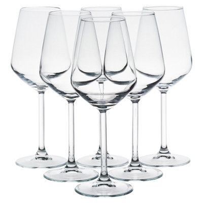 Queensway Home & Dining 350ml x 6 Stemmed Clear Glass White Red Wine ...