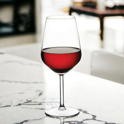 Queensway Home & Dining 350ml x 6 Stemmed Clear Glass White Red Wine ...