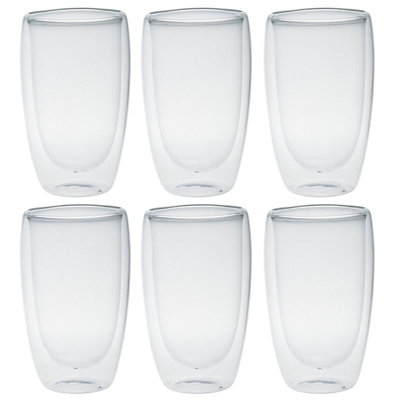 Queensway Home & Dining 450ml Set of 6 Double Wall Insulated Clear ...