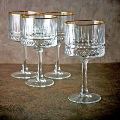 Queensway Home & Dining 500ml 4 Pcs Cocktail Goblets Gold Rimmed Long ...