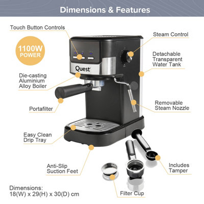 Quest 1.2 Litre Espresso Coffee Machine