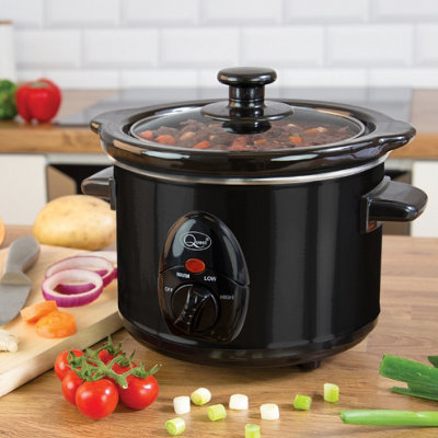 Quest 1.5 Litre Slow Cooker - Black - 3 Temperature Settings - Glass ...