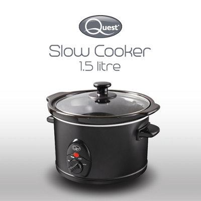 Quest 1.5 Litre Slow Cooker - Black - 3 Temperature Settings - Glass ...