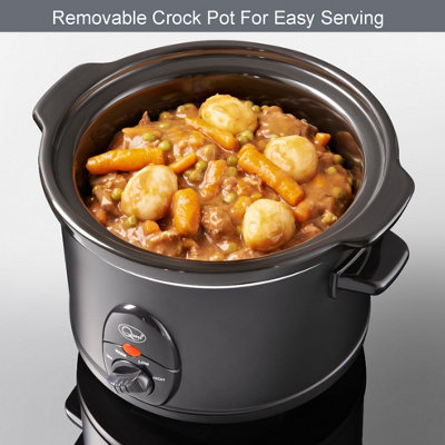Quest 1.5 Litre Slow Cooker - Black - 3 Temperature Settings - Glass ...