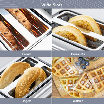 QUEST 2 SLICE STAINLESS STEEL TOASTER WITH EXTRA WIDE SLOTS