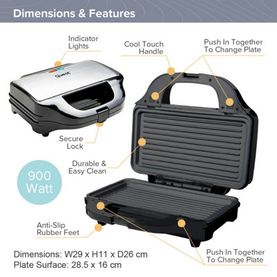 Quest 3-in-1 Waffle Maker, Sandwich Toaster & Panini Grill