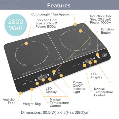 Quest 35840 Digital Double Induction Hob & Hot Plate