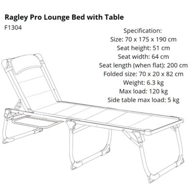 Quest Elite Ragley Pro Lounge Bed with Adjustable Headrest and Slide ...