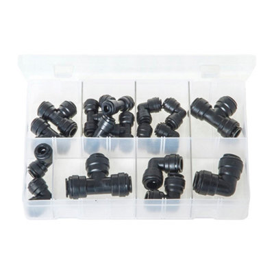Quick Fit Couplings - Elbows & Tees, Metric Box of 17 Pieces