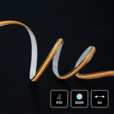 Quik Strip 10W/m Cut Anywhere COB LED Strip, 24V IP20 6500K, 528LEDS/m ...