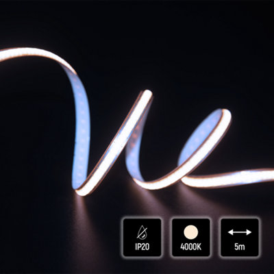 Quik Strip 5W/m Narrow Cut Anywhere COB LED Strip, 24V IP20 4000K ...