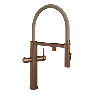 Quilt Boiling Water Tap Brushed Copper with Ivory Tube