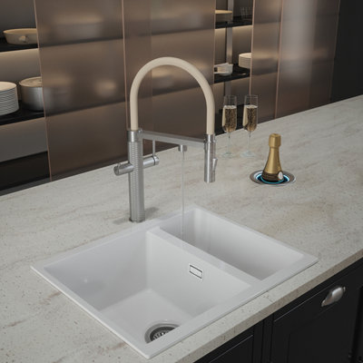 Quilt Boiling Water Tap Brushed Nickel with Ivory Tube