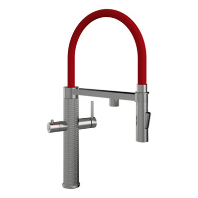 Quilt Boiling Water Tap Chrome with Red Tube