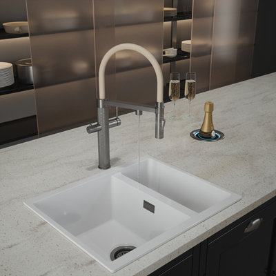 Quilt Boiling Water Tap Gun Metal with Ivory Tube