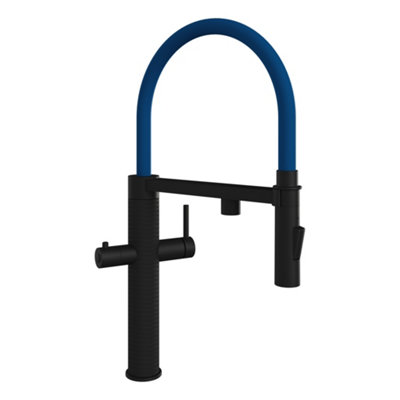 Quilt Boiling Water Tap Matt Black with Blue Tube