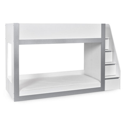 Quince Bunk Bed - White and Silver - Single (90cm)