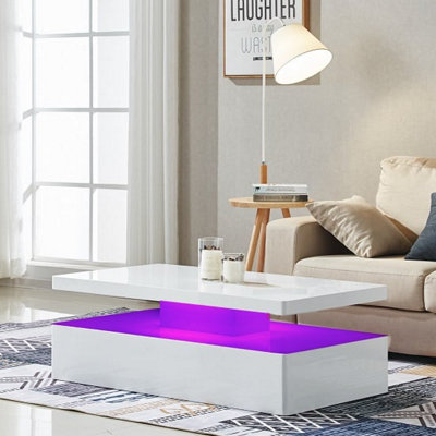 White coffee table with lights store