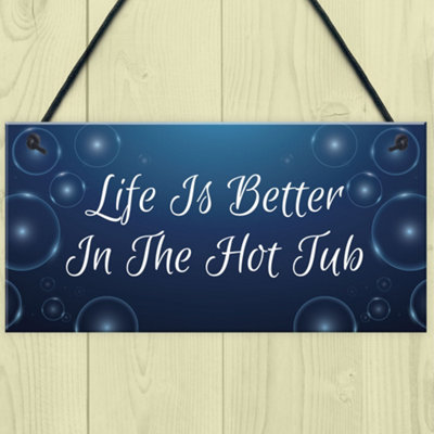 Quirky Hot Tub Sign Hanging Garden Summerhouse Shed Sign Hot Tub ...
