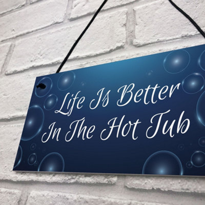 Quirky Hot Tub Sign Hanging Garden Summerhouse Shed Sign Hot Tub ...