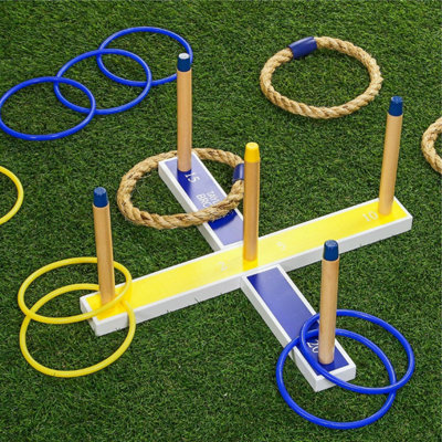 Shop Quoits Garden Game Set with Wooden Ring Toss 5 Rope Rings, 10 Plastic Rings & Carry Bag Fun ...