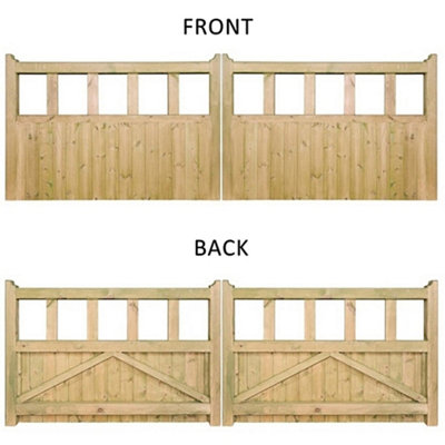 QUORO Wooden Driveway Garden Gates 3600mm Wide x 900mm High QUD14