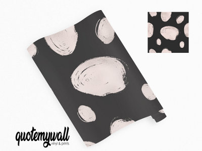 QuoteMyWall Large Hand drawn Black & Blush spots Self Adhesive Vinyl ...