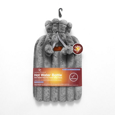 Rabbit Faux Fur Fleece Hot Water Bottle Large 1.7L Hot Water Bottle Bag ...