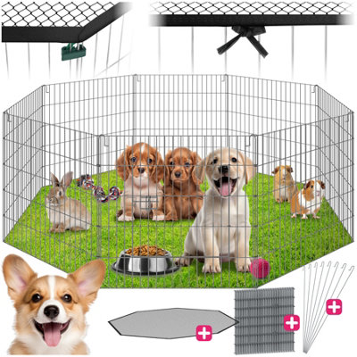 Rabbit Run Hopper - 8 enclosure grid elements with safety net, 145cm ...
