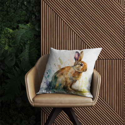Rabbit Splash Watercolour Outdoor Cushion 60cm x 60cm