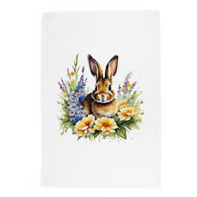 Rabbit Tea Towel - Panama Cotton Dish Cloth Kitchen Gift for Animal Lovers