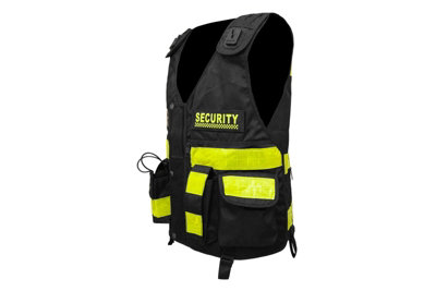 RAC3 High-Visibility Black Security Vest, Yellow Reflective Strips ...