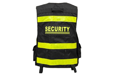 RAC3 High-Visibility Black Security Vest, Yellow Reflective Strips ...