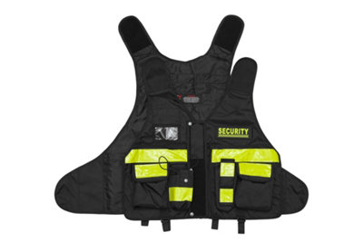 RAC3 High-Visibility Black Security Vest, Yellow Reflective Strips ...