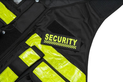 RAC3 High-Visibility Black Security Vest, Yellow Reflective Strips ...