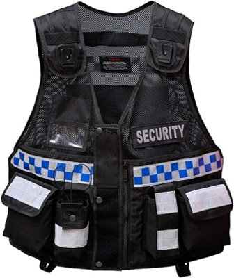 RAC3 High-Visibility Security Vest with Reflective Strips, Blue Checker ...