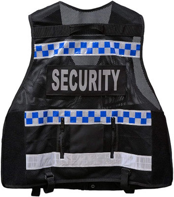 RAC3 High-Visibility Security Vest with Reflective Strips, Blue Checker ...