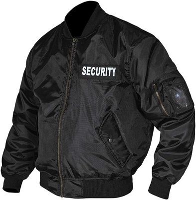 RAC3 Security Bomber Jacket for Men - Durable Black Nylon with ...