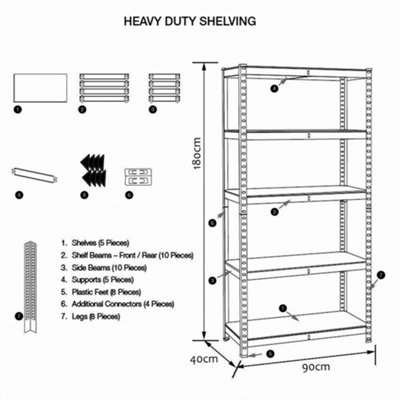 Racking Shelf Heavy Duty 5 Tier Garage Shelving Storage Shelves Unit ...
