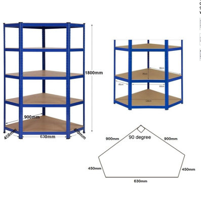 Racking Solutions Heavy Duty Garage Corner shelving kit, 1 Corner unit ...