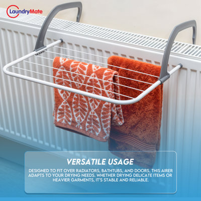Radiator Airer 5 Bars Over Door Clothes Airer Adjustable Folding ...