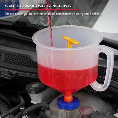 Radiator Coolant Filling Anti Spill Funnel Kit with Universal Vehicle ...
