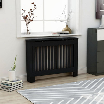 Radiator Cover Black 112x19x81.5 cm MDF | DIY at B&Q