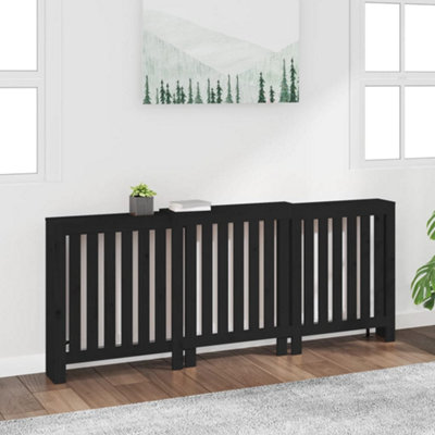 Radiator Cover Black 210x21x85 cm Solid Wood Pine at B&Q