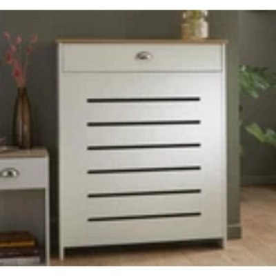 Radiator Cover Cabinet Modern Drawer Storage MDF Horizontal Cream Grey ...