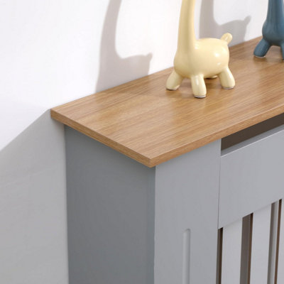 Radiator Cover Grey Modern Horizontal Slats Decorative Heater Shelf ...