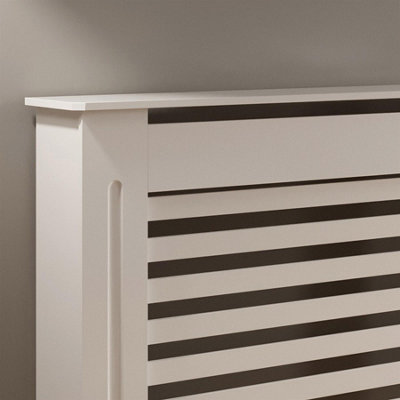 Radiator Cover Wall Cabinet Adjustable MDF Wood White Horizontal Style ...